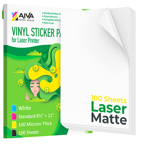 Printable Vinyl Sticker Paper Laser Matte 100 sheets – AIVA Paper Group