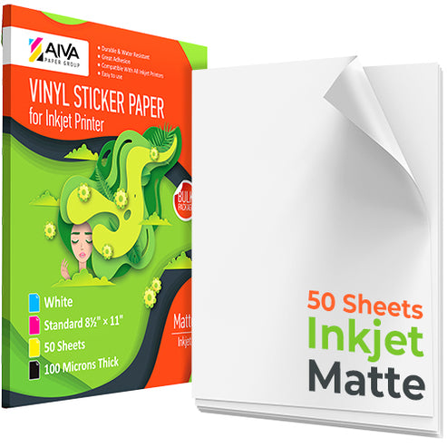 Printable Vinyl Sticker Paper Inkjet Matte 50 sheets – AIVA Paper Group