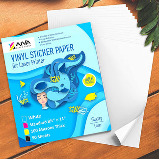 Printable Vinyl Sticker Paper Laser Glossy 50 sheets – AIVA Paper Group