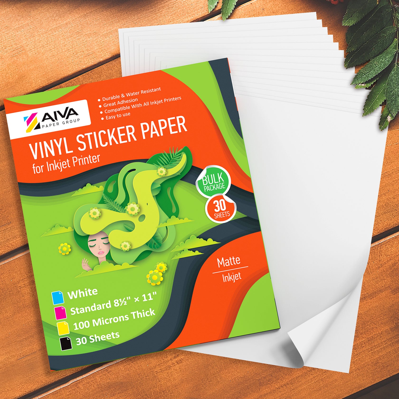 Printable Vinyl Sticker Paper Inkjet Matte 30 sheets – AIVA Paper Group